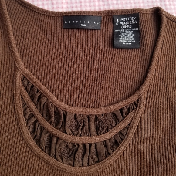 Apostrophe | Tops | Apostrophe Vintage Brown Embellished Tee Shirt ...